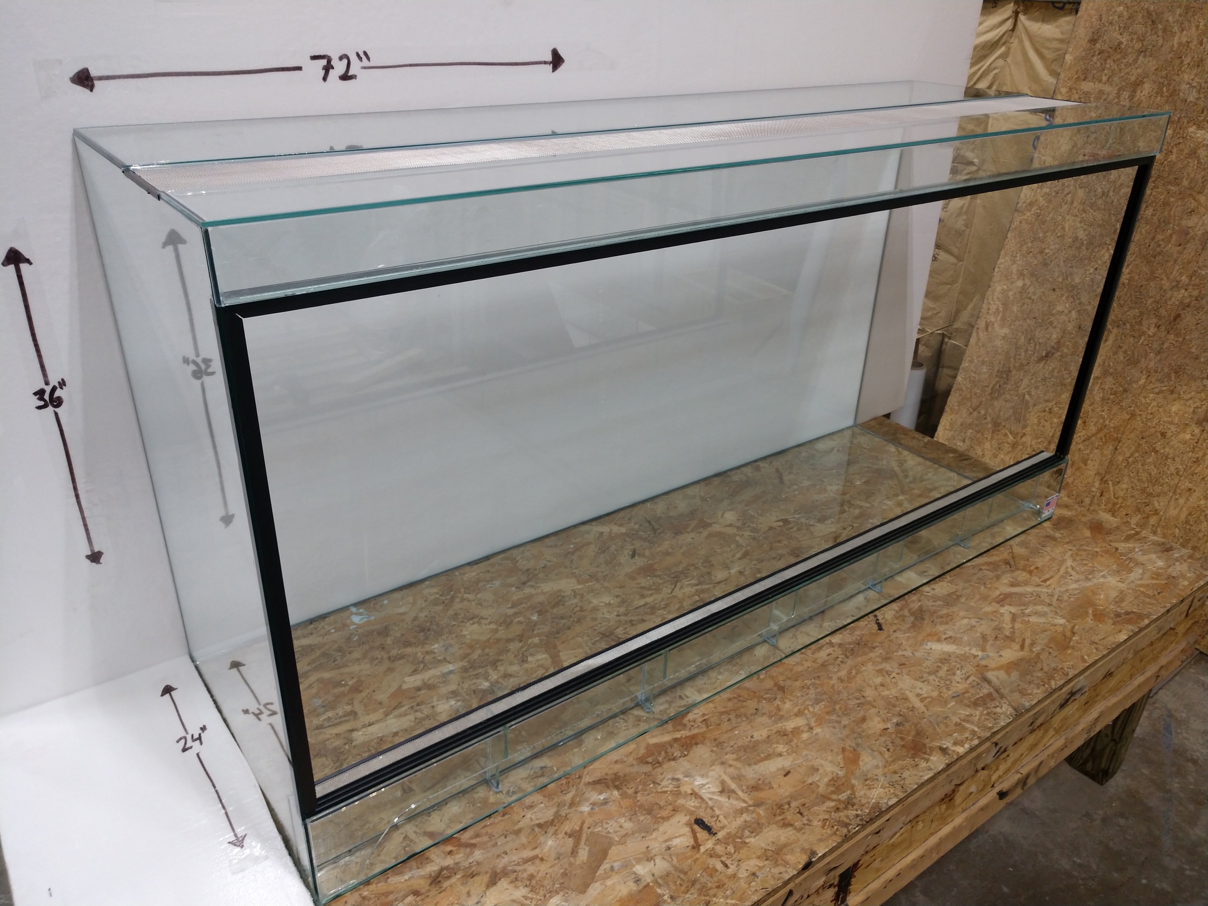72"L x 24"D x 36"T Glass Reptile Terrarium – customglassterrariums